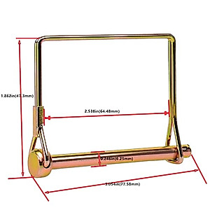 10 Pieces 1/4 Inch Wire Lock Pin, Trailer Coupler Pin,Hitch pin,Heavy Duty Safety Coupler Pin Shaft Locking Pin for Farm Trailers Wagons Lawn Garden(Square, Gold)