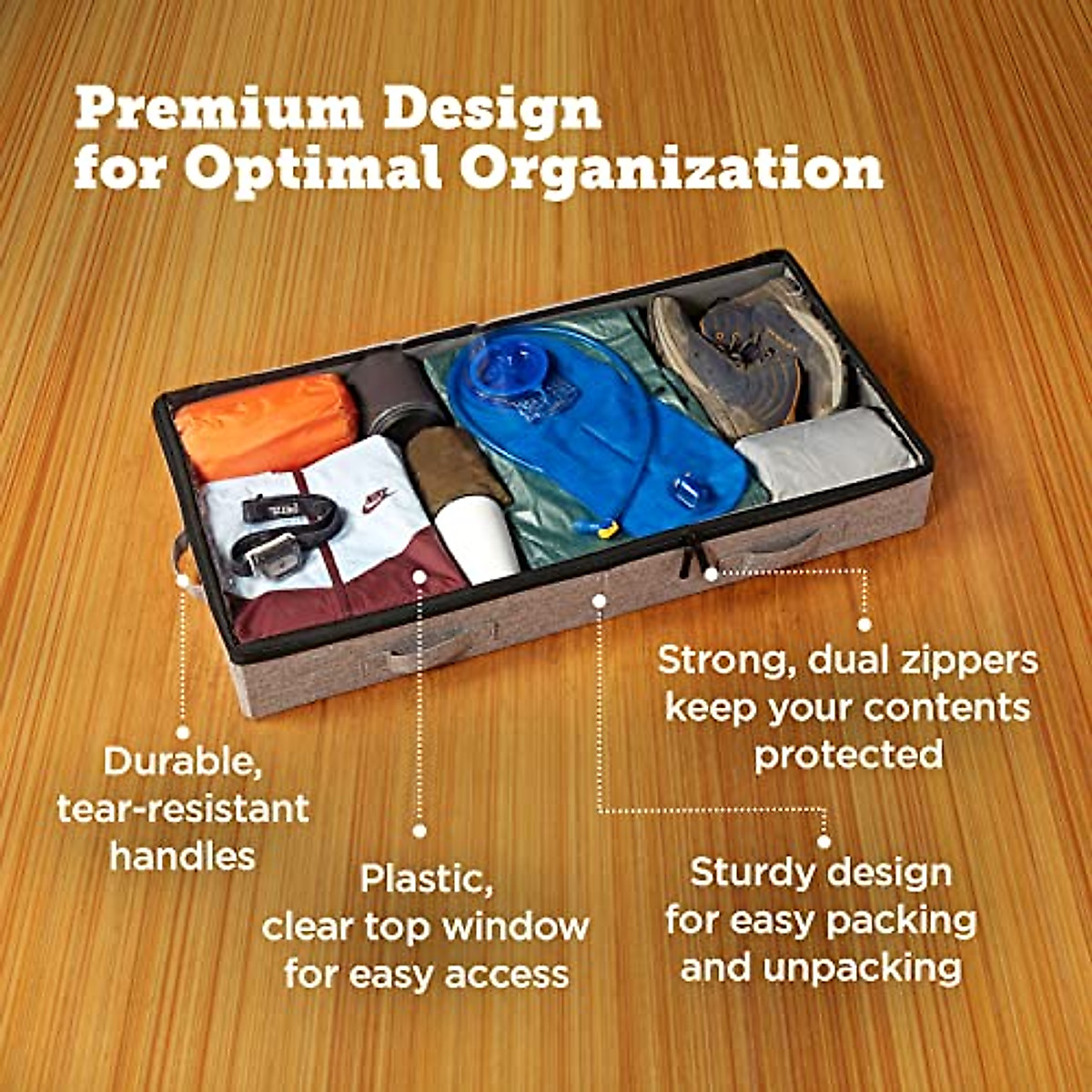 storageLAB Underbed Storage Containers, Storage Bin for Clothes, Blankets, Shoes and Pillows, Closet, Home, and Bathroom Organization