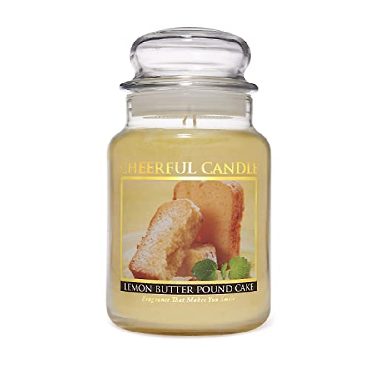 A Cheerful Giver - Lemon Butter Pound Cake Scented Glass Jar Candle (24 oz) with Lid & True to Life Fragrance Made in USA