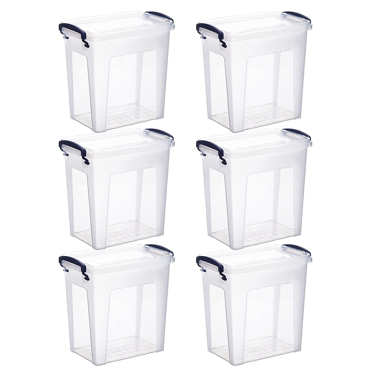 Superio Clear Storage Boxes with Lids, Plastic Container Bins for Organizing, Stackable Crates, BPA Free, Non Toxic, Odor Free, Organizers for Home, Office, School, and Dorm,12 Qt, 6 Pack