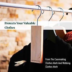 Catcher Labs Cedar Planks for Moth Repellent | Cedar Blocks for Clothes Storage | Better Than Moth Balls for Closet | Cedar Hangers Clothes Moths (10-Pack)