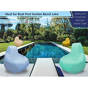 JoyBean Outdoor Bean Bag Chair - Water Resistant Marine Vinyl Ideal for Yacht Boat Pool Patio Garden Marine - Lawn Chair - Patio Furniture - for Adults Teens Kids (Medium, White/LightGray)