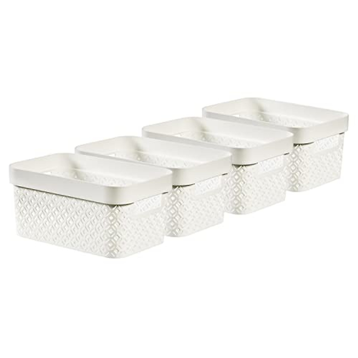 Curver Terrazzo x4 Small Rectangular Storage Basket 4.5L - White