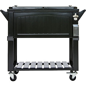 Permasteel 80 Quart Portable Rolling Patio Party Cooler in Antique Black