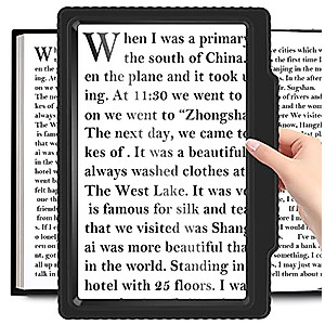 5X Full-Page Magnifying Glass for Reading, Handheld Lightweight Magnifier Provide Large Page Viewing Area Perfect for Reading Small Prints and Low Vision Person Black