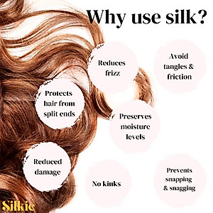 SILKIE x4 Set 100% Pure Mulberry Silk Black Brown Skinny Scrunchies Travel Pouch Everyday Hair Ties Elastics Hair Care Ponytail Holder No Damage (Chocolate)