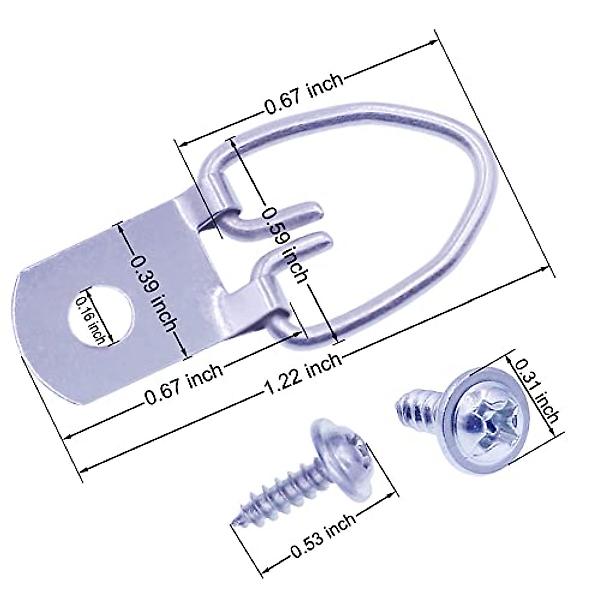 D-Ring Picture Hangers with Screws, 50 Pcs Single Hole Picture Hanging Hardware, Picture Hooks for Mirror, Clock, Decoration, Paintings, Artwork Picture Frame