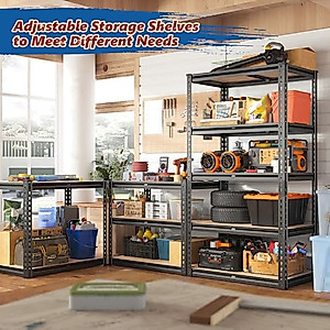 REIBII Storage Shelves Heavy Duty,5 Tier Adjustable Metal Shelving Unit Utility Rack Shelf for Garage Pantry Warehouse Closet Kitchen 12" D x 28" W x 60" H
