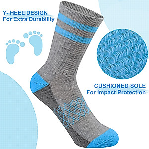 Comfoex Boys Crew Socks Half Cushioned Athletic Socks Cotton Calf Socks For Big Little Kids 6 Pairs