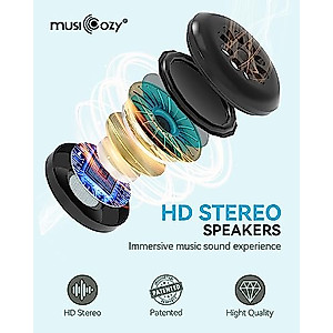 MUSICOZY Sleep Headphones Bluetooth Sleep Eye Mask for Sleeping, Wireless Music Sleeping Masks Headphones, Sleep Earbuds for Side Sleepers Men Women with Speakers Cool Tech Gadgets