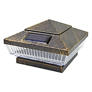 8 Pack Vintage Bronze Outdoor Garden 4 x 4 Solar 5-LED Post Deck Cap Square Fence Light Landscape Lamp PVC Vinyl Wood