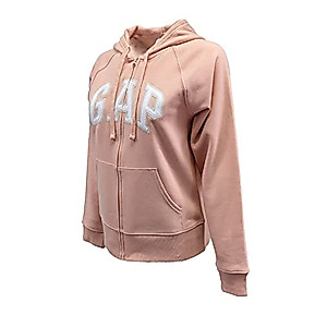 Gap Factory Womens Fleece Arch Logo Full Zip Hoodie (Large, Cantalope (White Logo))