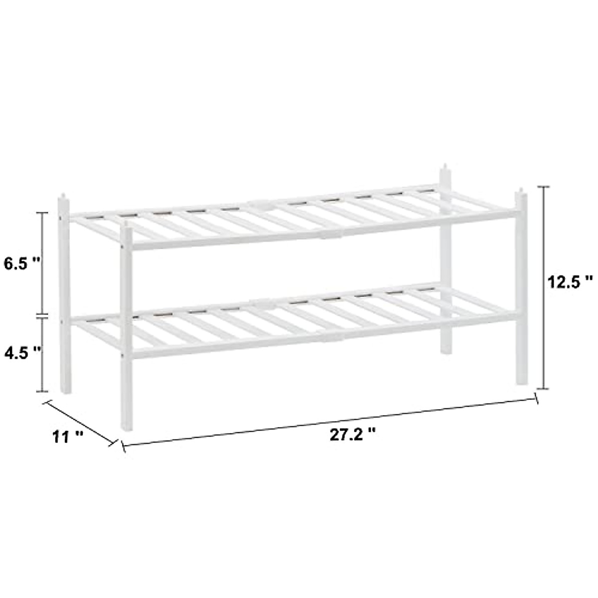 Dikolre Shoe Rack Organizer Storage for Closet Entryway, Dorm Front Door Hallway Bamboo Stackable Small Wooden 2-Tier Shelf, White