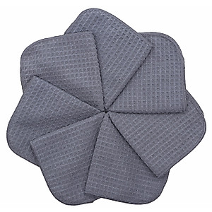 GQZLUCK Microfiber Cleaning Cloth Kitchen Dish Cloths Dish Rags, Odor Free Dish Cloths for Washing Dishes, Absorbent Waffle Weave Kitchen Washcloths 12Inch X 12Inch 7 Pack (Grey)