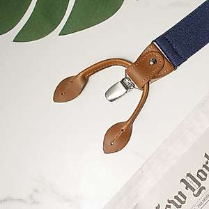 Buyless Fashion Suspenders For Men - 48" Adjustable Straps 1 1/4" - Y Back With Clips And Buttons - 5120-Navy