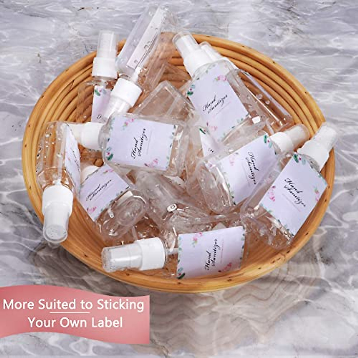 HULISEN 24 Pcs Spray Bottles 2oz / 60ml Small Empty Plastic Travel Bottle Set, Fine Mist Spray Bottle for Baby Shower, Refillable Liquid Containers with 1 funnel, Leak-proof Cap Lid