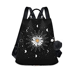 ALAZA Daisy Flower Sun Moon Backpack Purse for Women Anti Theft Fashion Back Pack Shoulder Bag
