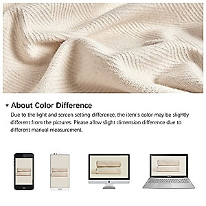 ZonLi Cream Throw Blanket Lightweight Herringbone Throw Blankets for Couch Ivory Beige Boho Throw Blanket Decorative Knitted Blankets with Tassels Fringe for Bed Outdoor 55'' x 75''