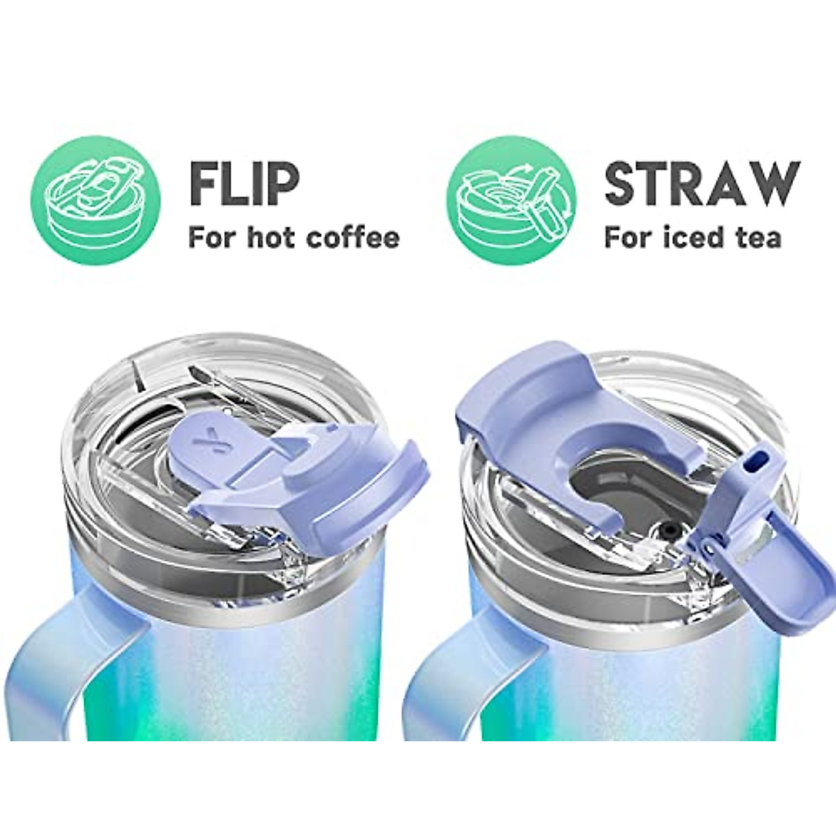 Meoky 14oz Insulated Coffee Mug with Lid and Handle, 100% Leak Proof Stainless Steel Coffee Cup with Tritan Lid, Double Wall Vacuum Coffee Tumbler with Handle (Fairyland)