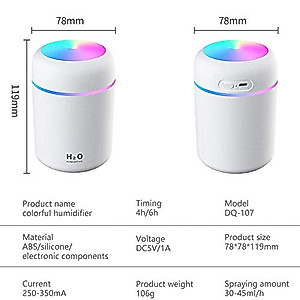 Kamon 300ml Mini Ultrasonic Cool Mist Humidifier, 7 Color LED Night Light, 2 Mist Mode, Auto Shut-Off for Car, Home, Office, Travel (Pink)