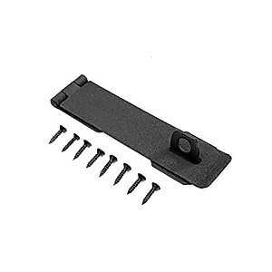 Renovators Supply Manufacturing Door Lock Latch 6 1/4  in. Black Wrought Iron Hasp Latch Garage Barn Door Lock with Mounting Hardware