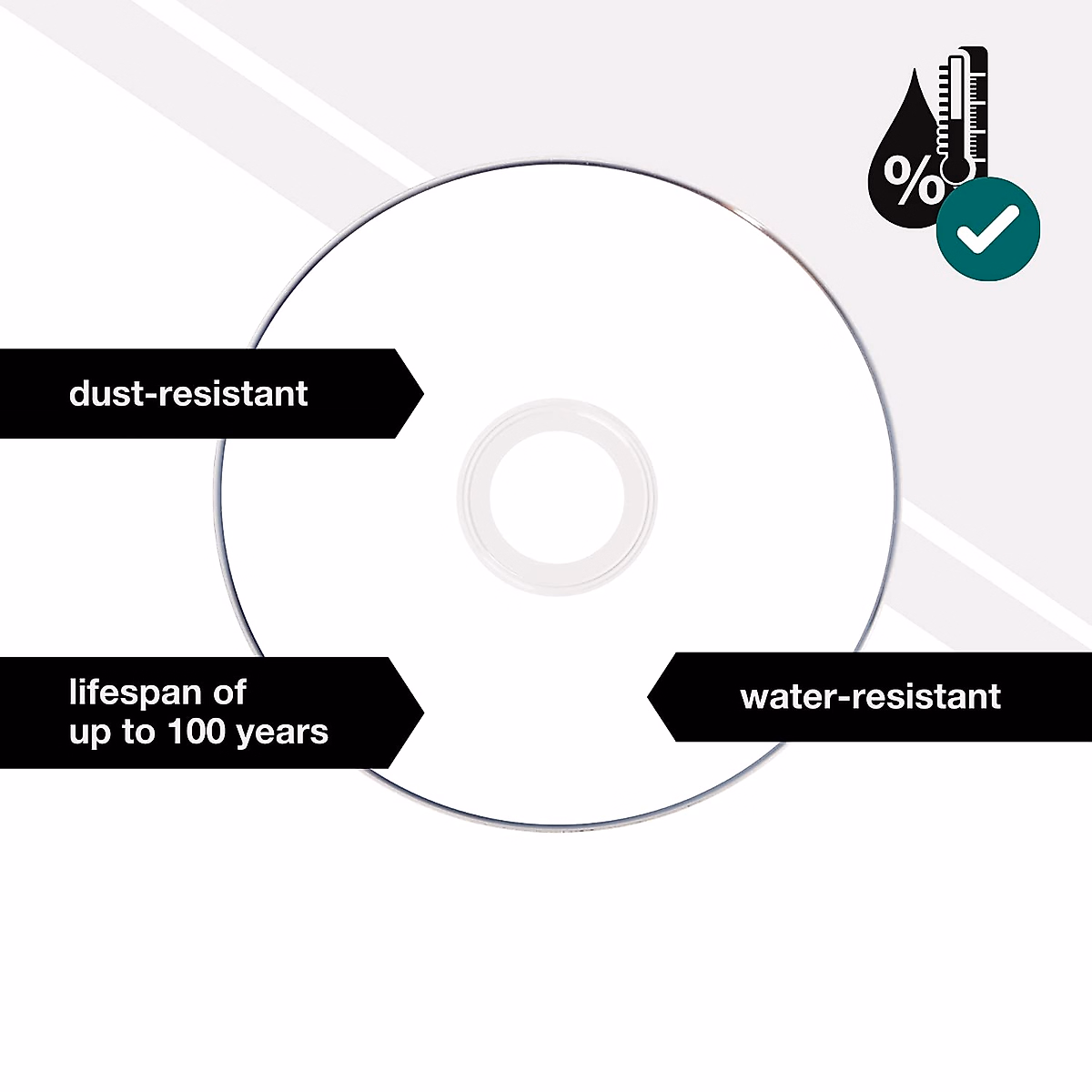 Verbatim 43781 CD-R 52x DataLifePlus Wide Thermal Printable CD-R Spindle - Silver