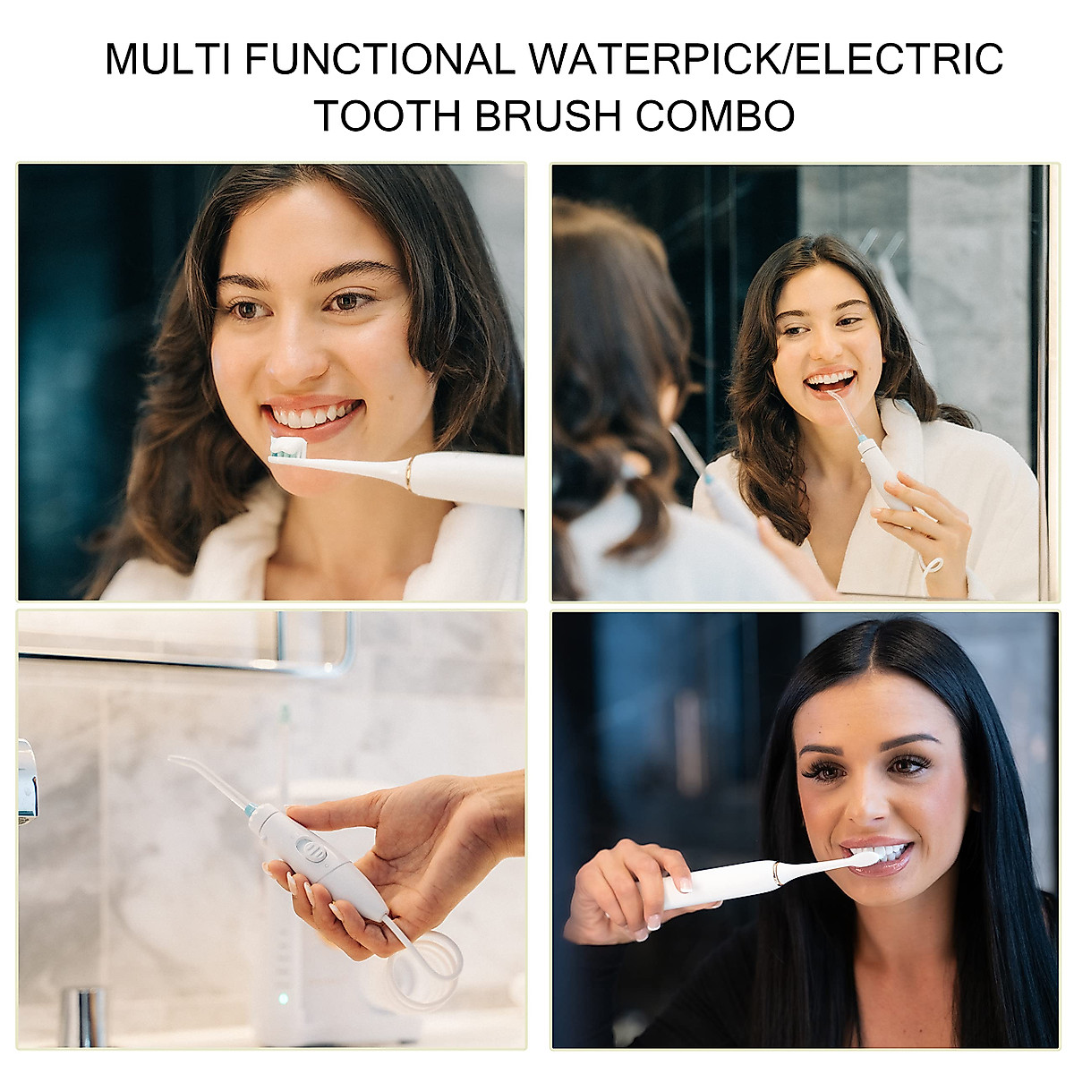 Denfinity Electric Toothbrush with Water Flosser Combo White Multifunction Sonic Irrigator