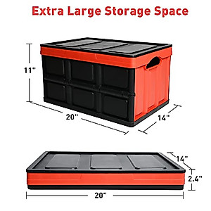 Endynino 2-Pack Collapsible Plastic Crates Storage with 2 Waterproof Bag & Lids, Storage Bins, 44 Quart Container Box Crates with Handle for Camping, Travel, Groceries, Sports, Home, Toy(Large)