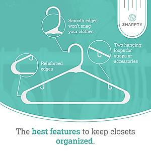 Sharpty Plastic Hangers Clothing Hangers Ideal for Everyday Standard Use (White, 20 Pack)