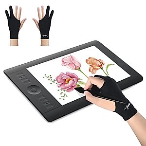 Joinliyu Digital Drawing Glove Right Hand for ipad, Paper Sketching,2 Pack Artist Glove for Drawing Tablet,Two Finger Art Glove Left Hand,Smudge Guard,Medium