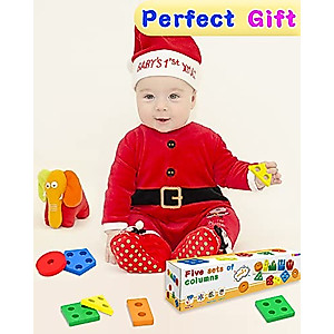 Yetonamr Montessori Toys for 1 2 3 Years Old Boys Girls, Wooden Sorting & Stacking Toys for Toddlers and Kids Baby, Color Recognition Shape Sorter Gift Educational Learning Toy Puzzles Ages 1-3