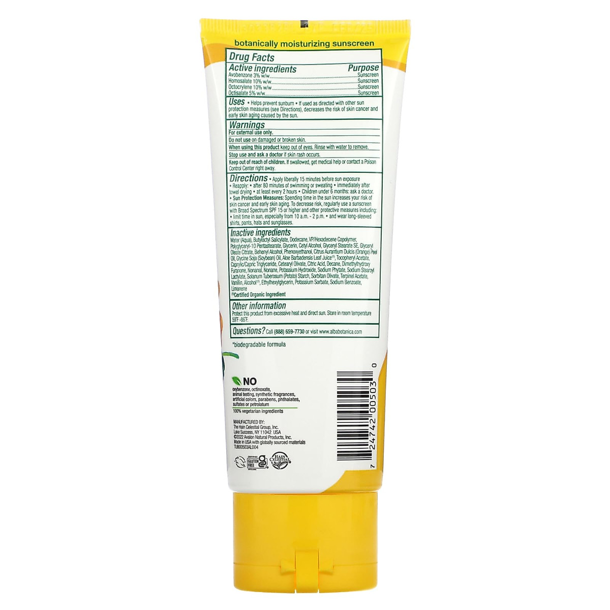 Alba Botanica Facial Sunscreen Lotion, SPF 50, Fragrance Free, 3 Oz