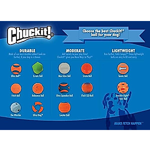 Chuckit The Whistler Ball Dog Toy, Medium (2.5 Inch Diameter) for Dogs 20-60 lbs, Pack of 2, Multicolor