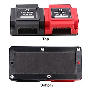 T Tocas Heavy Duty 400ABus Bar Power Distribution Block Ground Busbar Box 8XM10 (3/8") Terminal Studs Module Design 48V DC Black & Red Cover