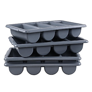 Callyne 4-Pack Plastic 4 Compartment Cutlery Bin, Flatware Storage Tray
