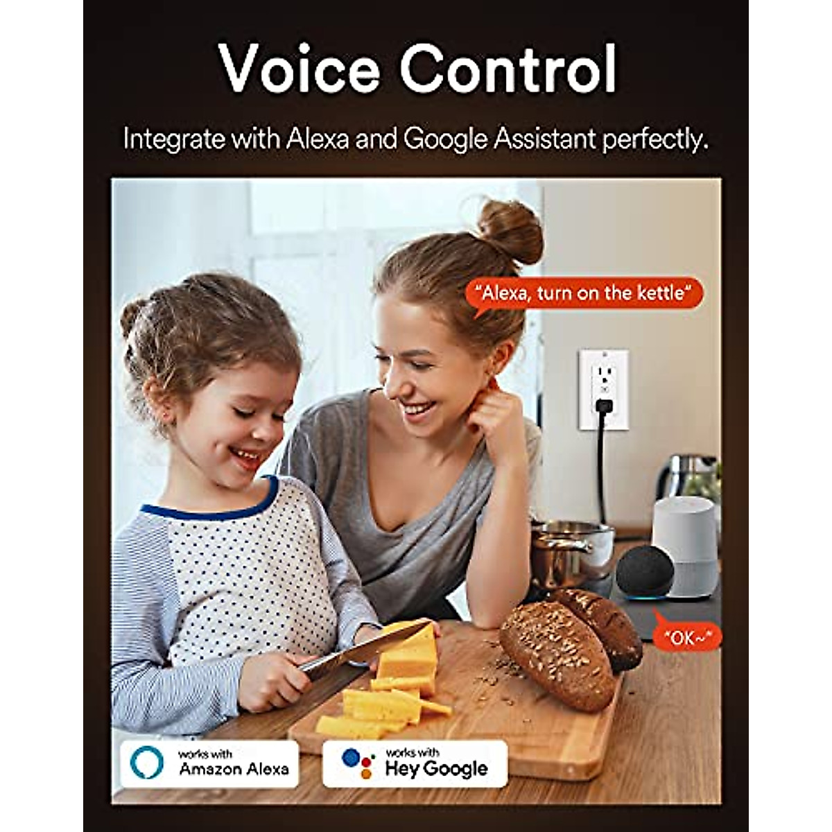 Smart Outlet in-Wall - Smart Electrical Outlet That Work with Alexa, Google Home, 15 Amp, No Hub Required, ETL & FCC Certified, 2.4G WiFi Only (4 Pack)