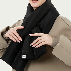 Outdoor Scarf Windproof Solid Warm Protection and Neck Winter Down Cotton Adult Scarf Speak Easy Scarf (Black, One Size)