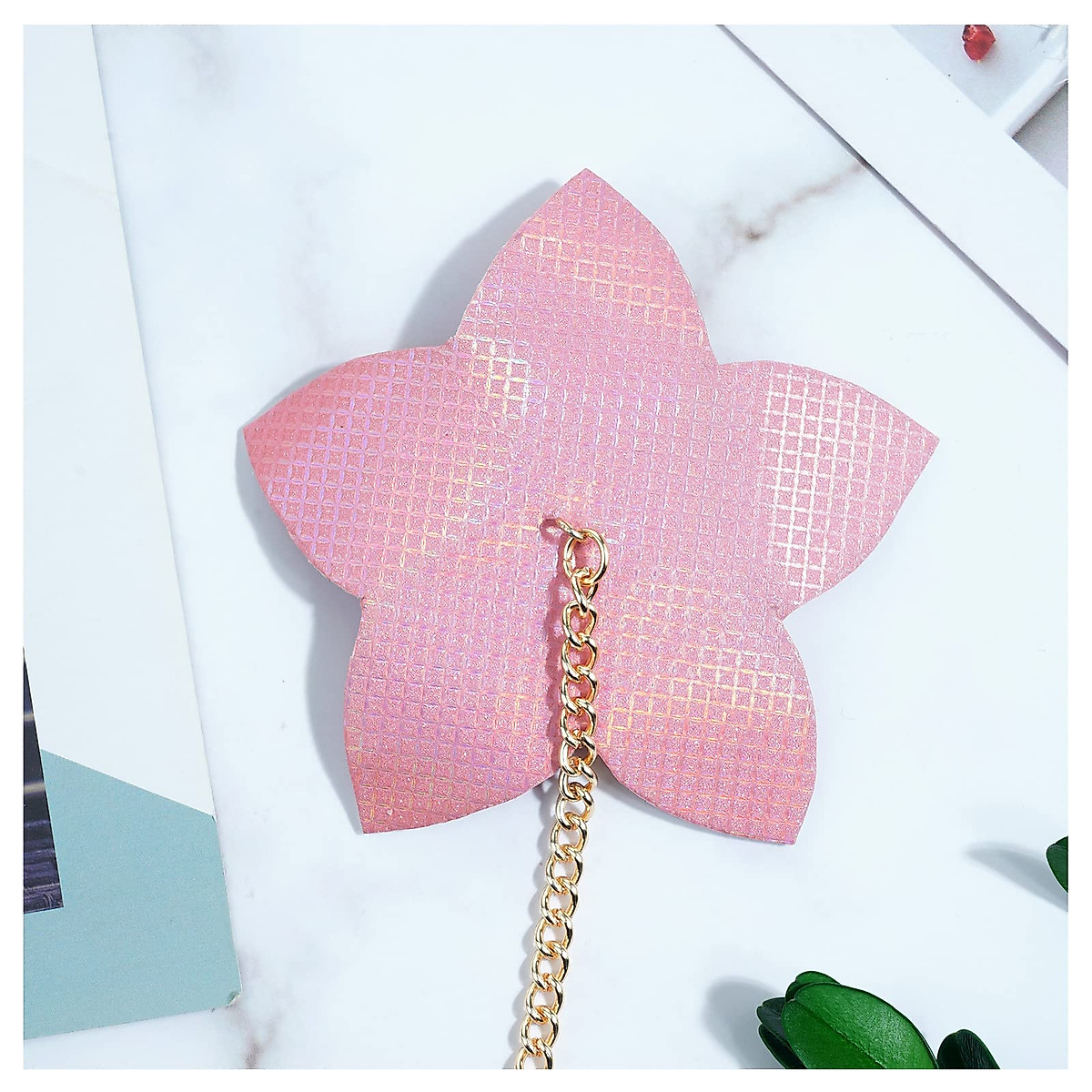 Sexy Crystal Bra Body Chain Nipple Pasties with Choker Reusable Stars Nipple Cover Stickers Metal Chain Necklace Rave Festival Body Jewelry for Women (Pink)