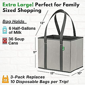 Creative Green Life Ultimate Shopping Bag 5-Pack – Reusable Grocery Box Bags (3) – Insulated Grocery Bags (2) – Premium Quality, Heavy Duty Tote Bag Set