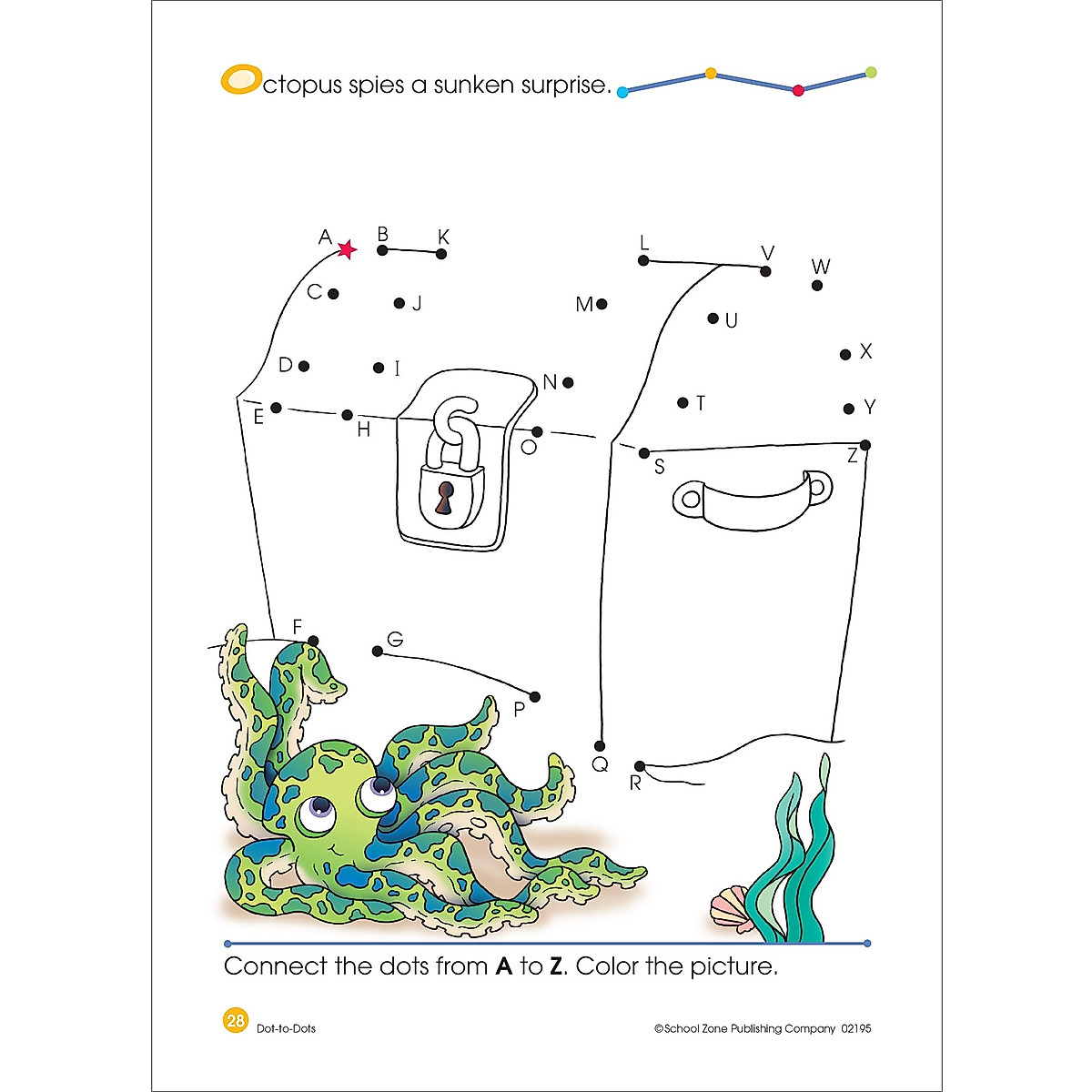 School Zone - Dot-to-Dots Alphabet Workbook - 32 Pages, Ages 4 to 6, Preschool, Kindergarten, Connect the Dots, Letter Puzzles, ABCs, and More (School Zone Activity Zone® Workbook Series)