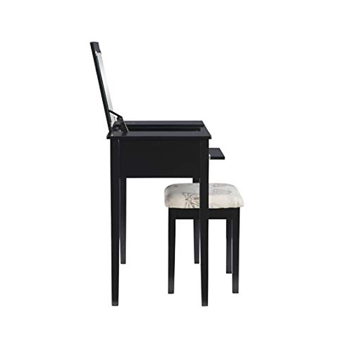 Linon Home Dcor Linon Black Butterfly Stool Vanity Set with Bench, 36"w x 18"d x 30"h,