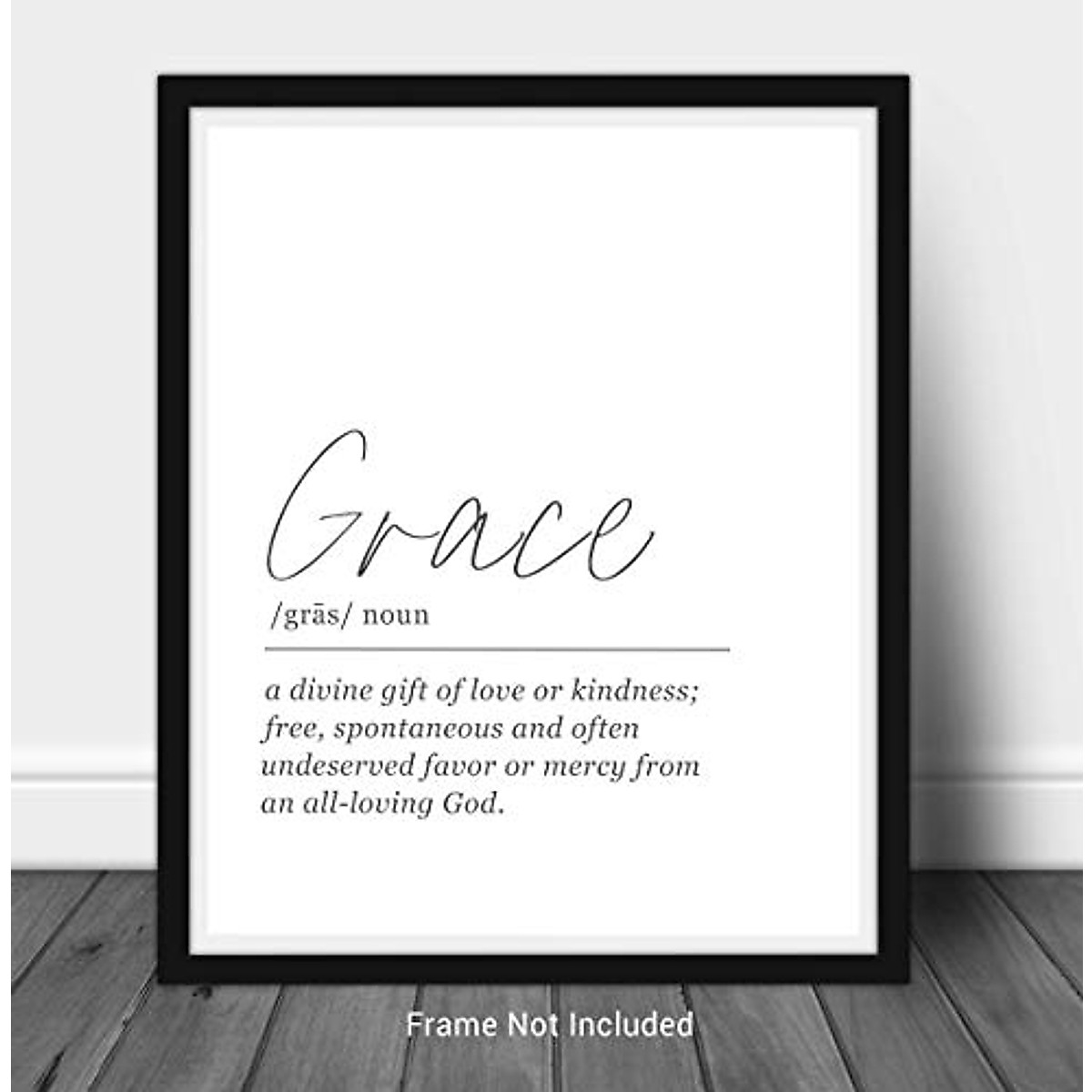 GRACE Definition Wall Art - 11x14 UNFRAMED Print - Black and White Minimalist, Dictionary-Style Quote Typography Decor. A Great Inspirational, Spiritual Gift