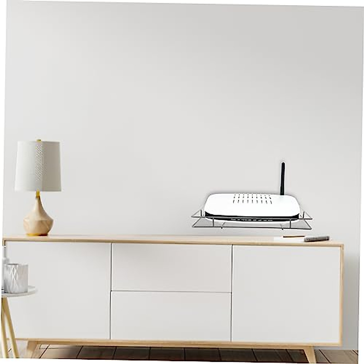 Cabilock Iron Nail- Router Storage Rack Bathtub Faucet Handles Bathroom Decor Tv Lower Row Small Wall Shelves Tv Top Shelf Router Shelf No Drill Tv Mount Wall Hanging Storage Rack Grey