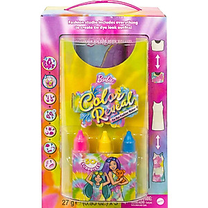 Barbie Color Reveal Toy Set, Tie-Dye Fashion Maker with Barbie & Chelsea Dolls & Accesssories, 50 Surprises Including Pets