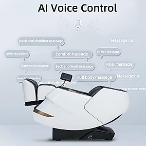MassaMAX 4D Massage Chair, Full Body Recliner with Zero Gravity, Electric Extendable Footrest, Deep Yoga Stretch, AI Voice Control, Automatic Body Scan, Foot Rollers, and Heat (MT339-Space White)