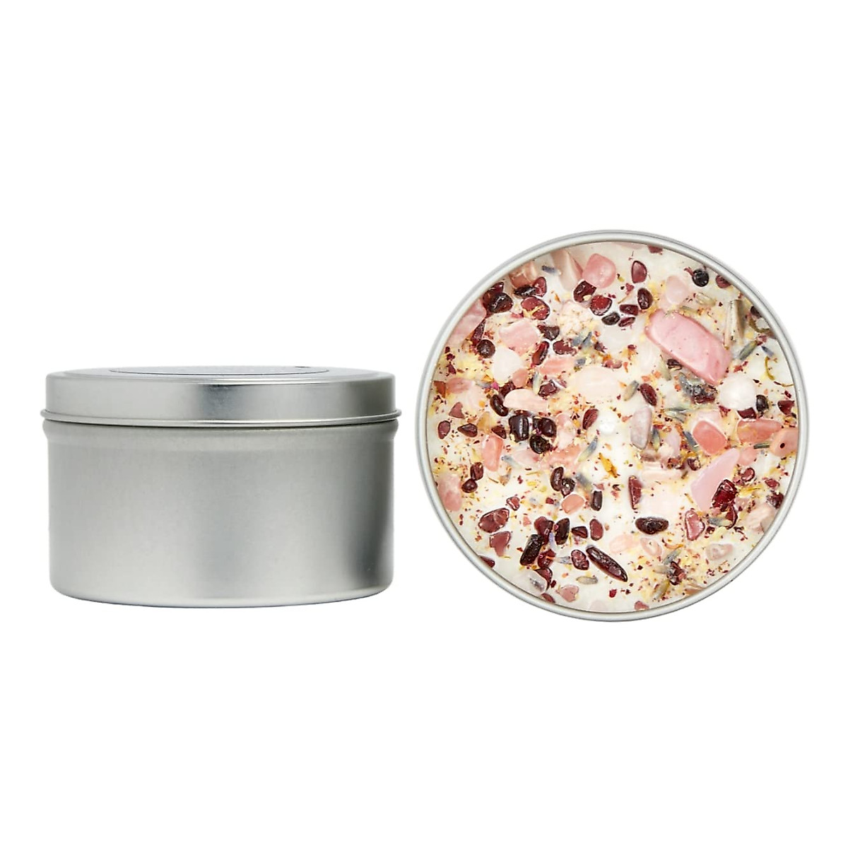 Romance Candle by New Moon Beginnings - Love Ritual Candles - Dried Flower, Herb, & Crystal Candles - Aromatherapy Candles - Soy Candle - 8oz Tin