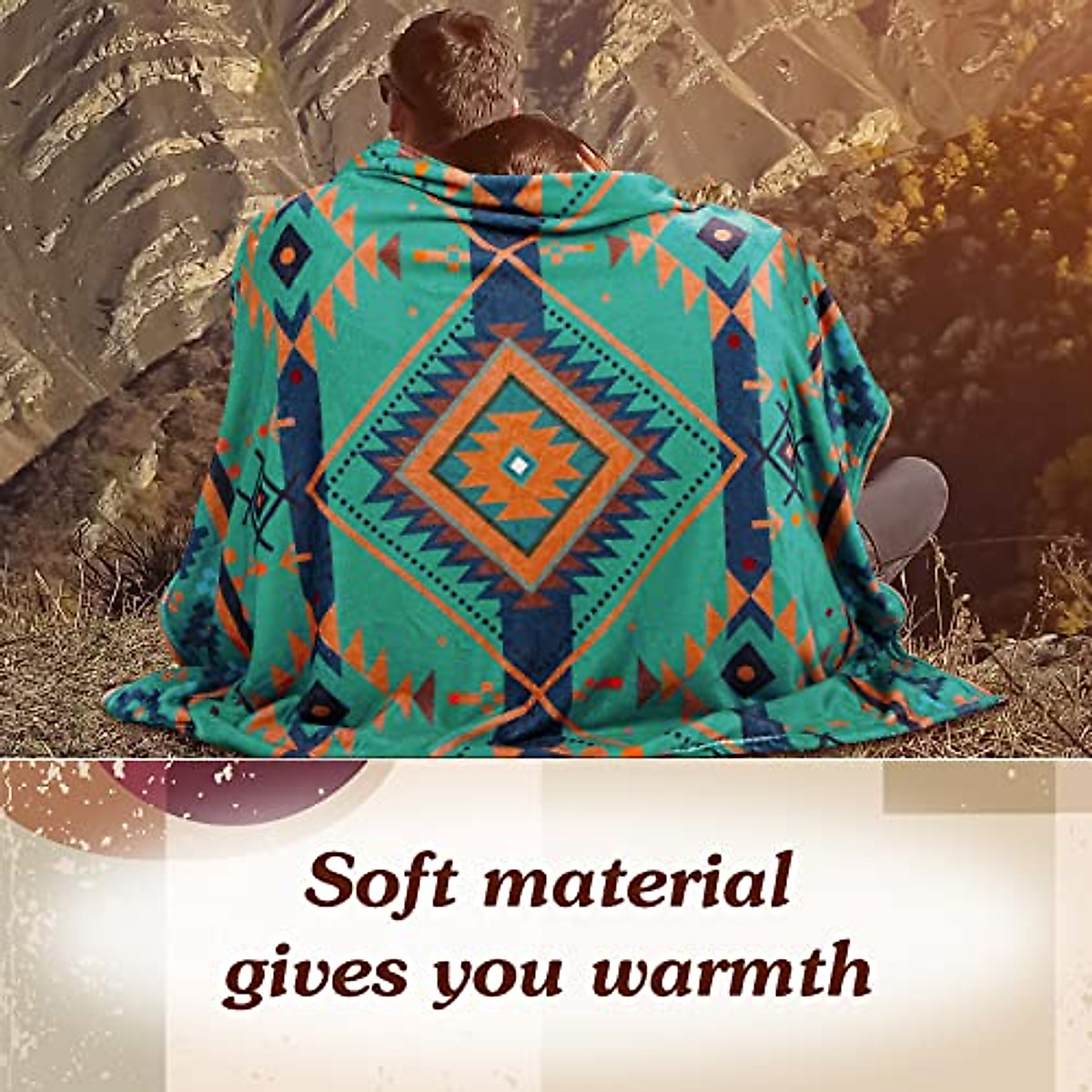 2 Pcs Aztec Blankets Aztec Throw Blankets Southwestern Navajo Tribal Warm Blanket Native American Decor for Camping Travel Gift Bedroom Living Rooms Couch Bed Chair Decor, 39 x 47 Inch