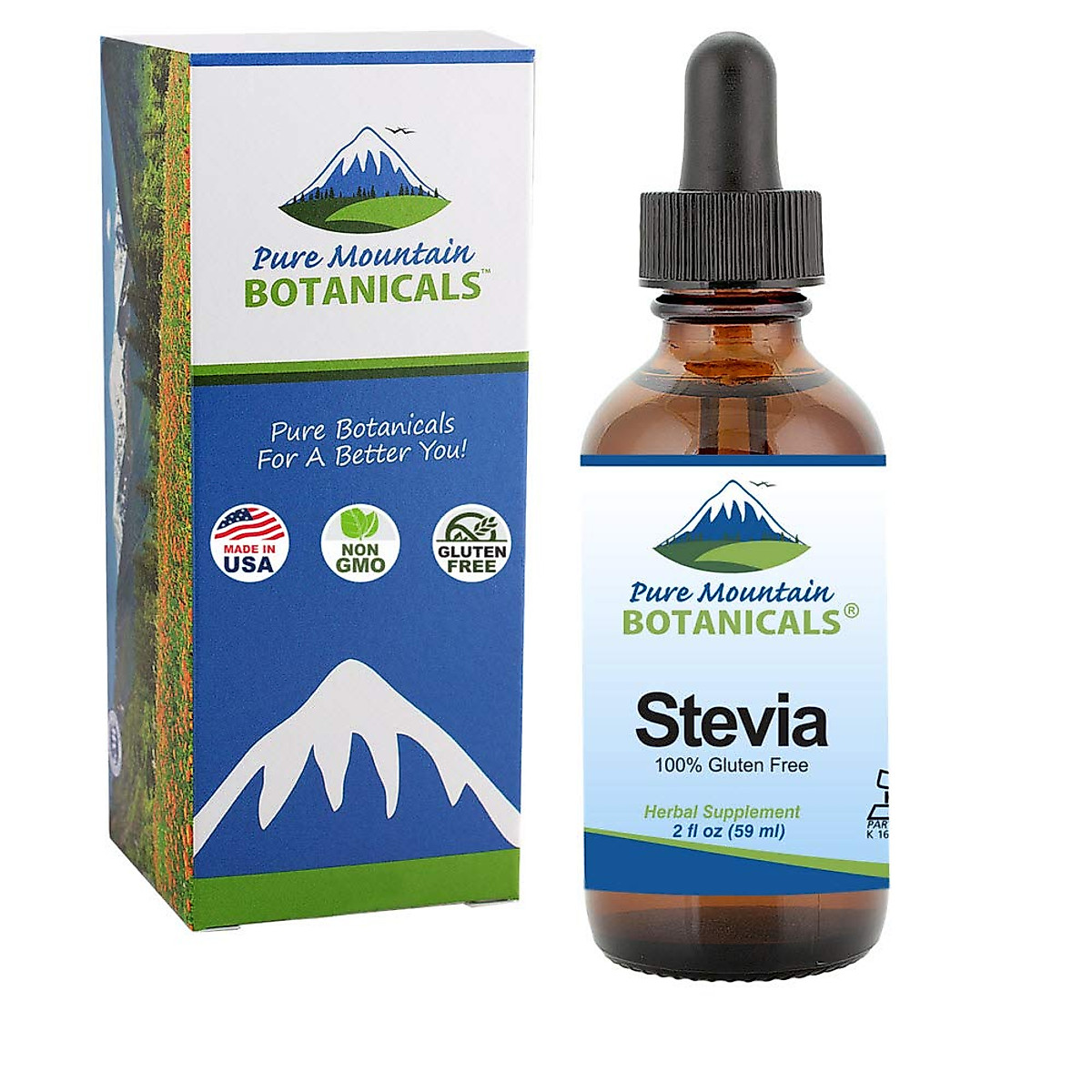 Liquid Stevia Drops – Alcohol Free and Kosher Sugar Substitute - 2oz Glass Bottle