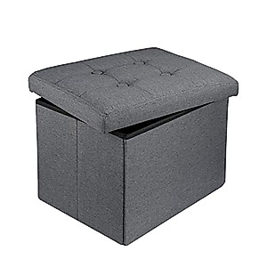 eMOUSE Storage Ottoman Folding Ottomans Footrest Stool for Living Room Bedroom Room Small Bench Foot Stool Rectangle Cube Grey L17W13H13IN