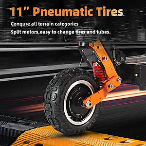 Electric Scooter Adults 56MPH 60Miles Range, ZonDoo ZO01 Plus 60V 6000W Dual Motors,11 inch Off Road Fat Tires, C-Shape Dual Suspensions,All Terrain E Scooter with Seat for Heavy Adults